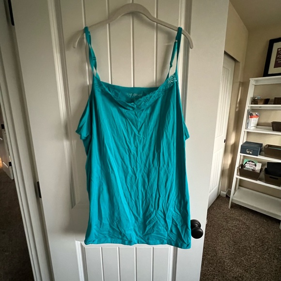 Catherines | Tops | Catherines Turquoise Lace Trim Cami 4x | Poshmark